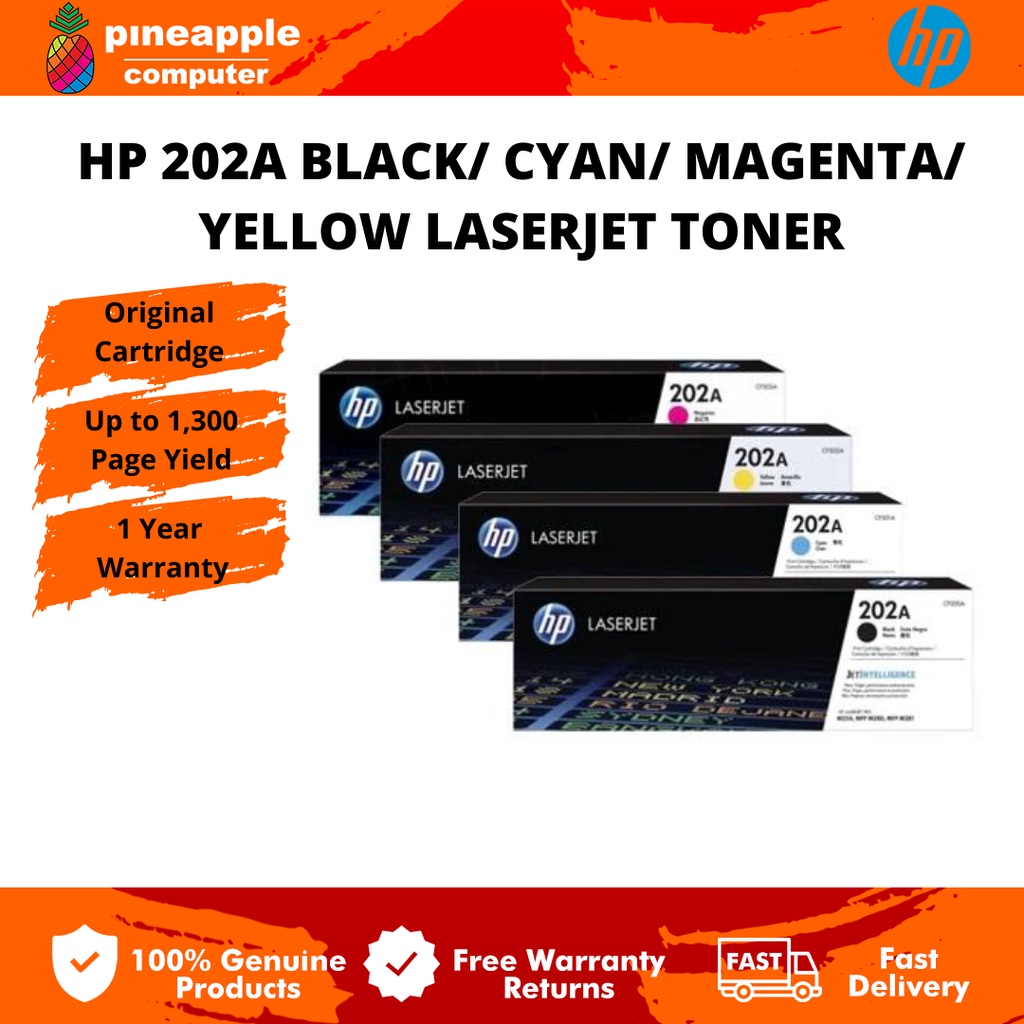 HP 202A Black/Cyan/Magenta/Yellow Original LaserJet Toner, Pro M254 ...