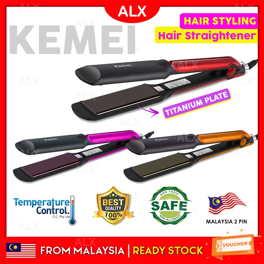 ALX KEMEI Titanium Fashion Style Plate Perm Flat Hair Iron Straightener ...