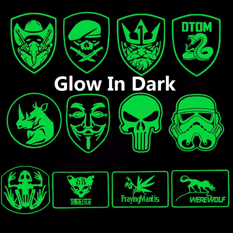 Luminous PVC patch glows in the dark rubber patch hook surface morale ...