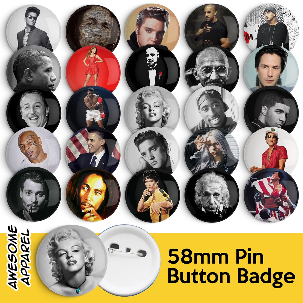 Celebrity Famous People Designs 58mm 44mm Button Badge with Pin (Z126 ...