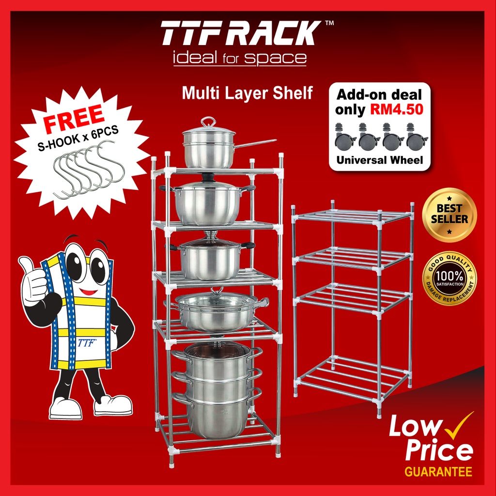 TTF Rack™ (MLS) Stainless Steel Multi Layer Shelf /Kitchen Rack Pot ...