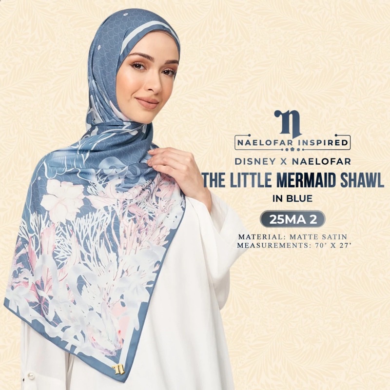 💥Hot Selling💥Disney x Naelofar The Little Mermaid Shawl | Shopee Malaysia