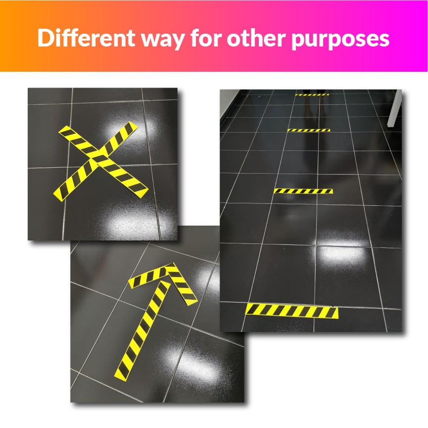 PRINT4U 1 SET 4PCS SOP WARNING LINE DIY FLOOR STICKER, QUEUE LINE PVC ...