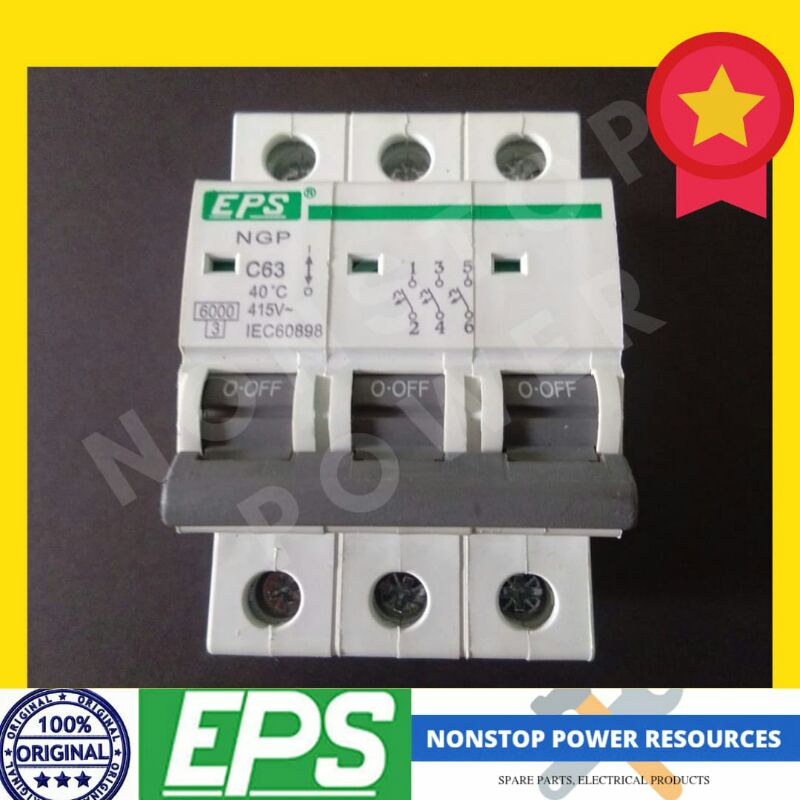 EPS C63 3Pole (6KA) MCB 63A Miniature Circuit Breaker (SIRIM) | Shopee Malaysia