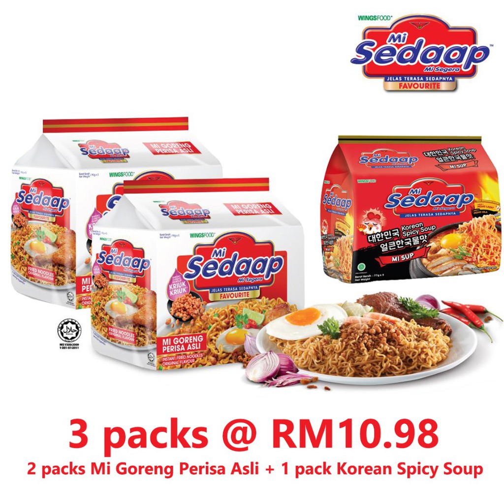 Mi Sedaap / Mee Sedap Mi Goreng Asli Original Flavour / Korean Spicy ...