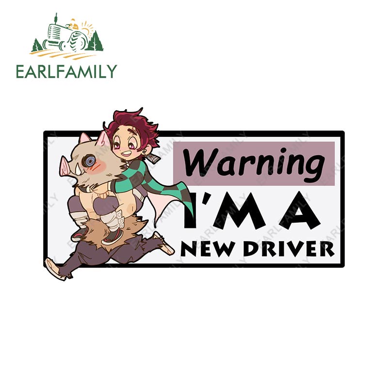 EARLFAMILY 20cm x 11.5cm Demon Slayer New Driver Warning Sign Car ...