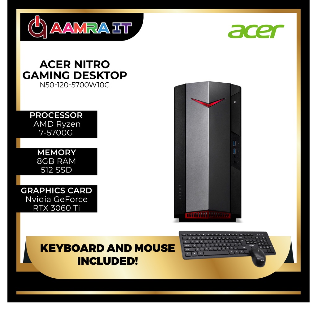 Nitro 50 N50-120-5700W10G (R7-5700G/ 8GB/ 512GB SSD/ NVIDIA RTX3060TI ...