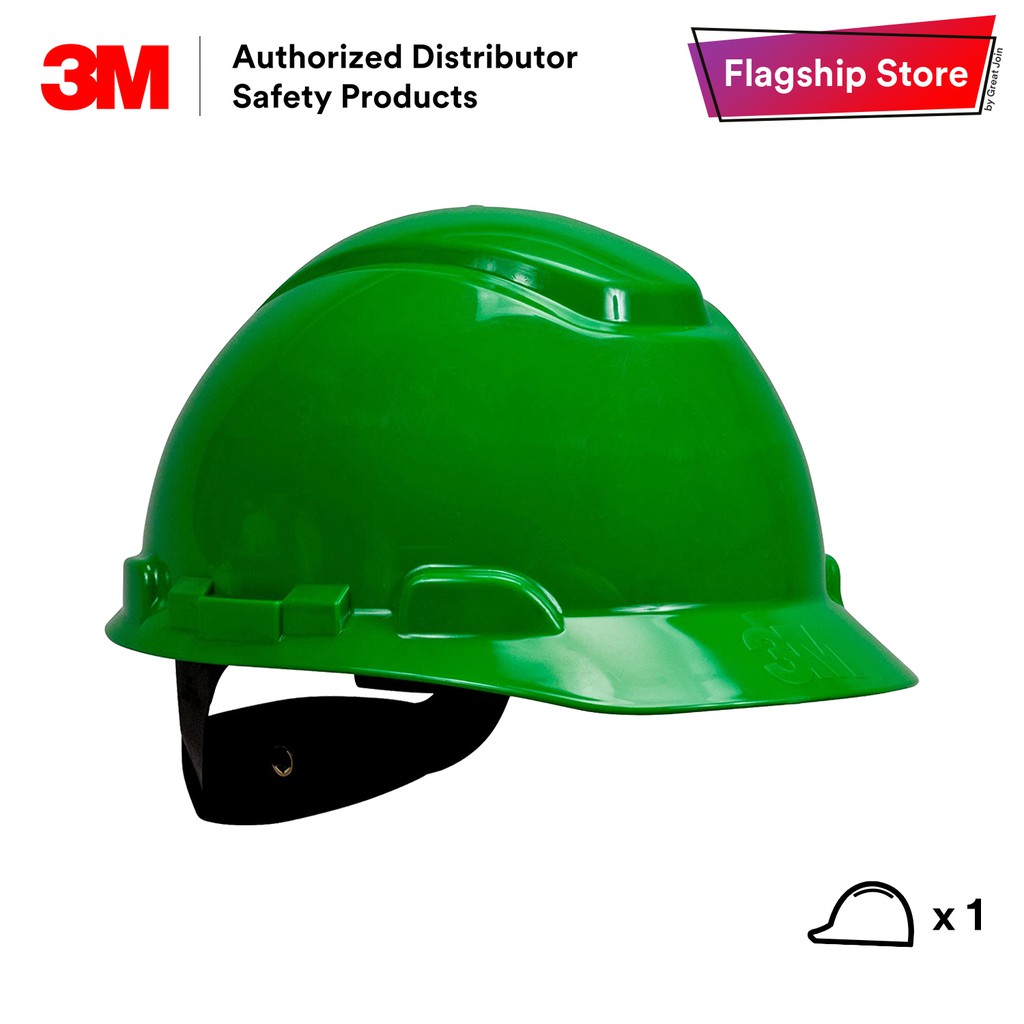 3M H-704R Green Colour Safety Helmet/ Hard Hat/ 4-Point Suspension ...