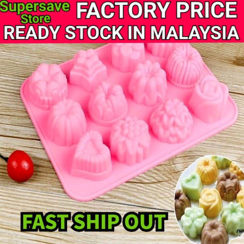 12 Cavity Flowers Silicone Non Stick Cake Bread Mold Chocolate Jelly Candy Baking | Shopee Malaysia