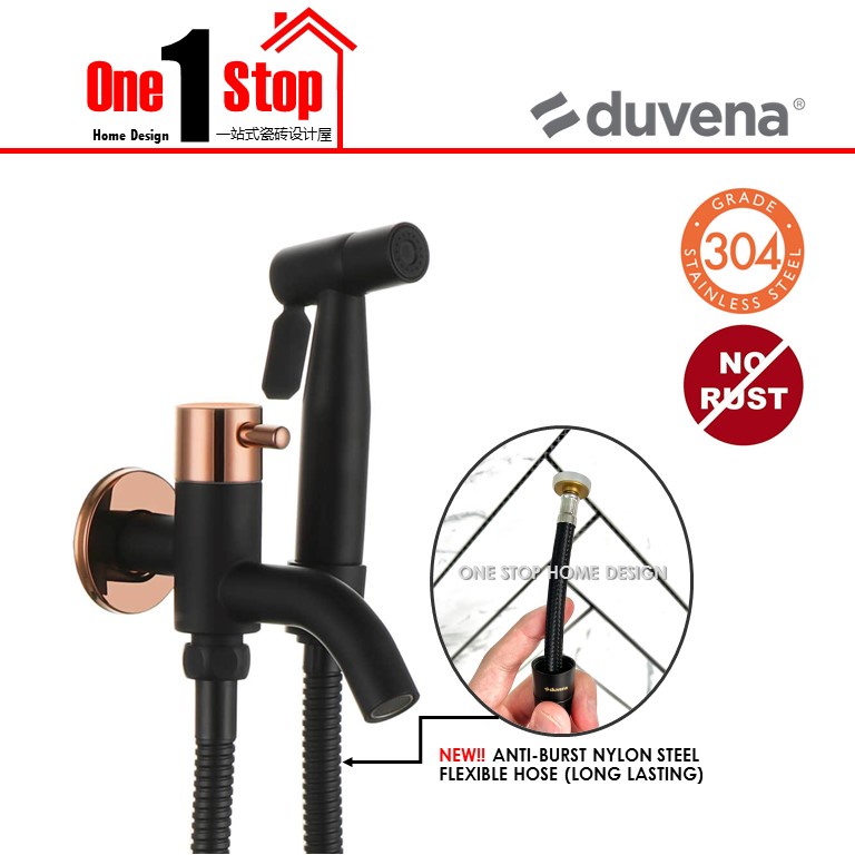 🔥DUVENA🔥 MATTE BLACK WITH ROSE GOLD TWO WAY TAP WITH BIDET | Shopee ...