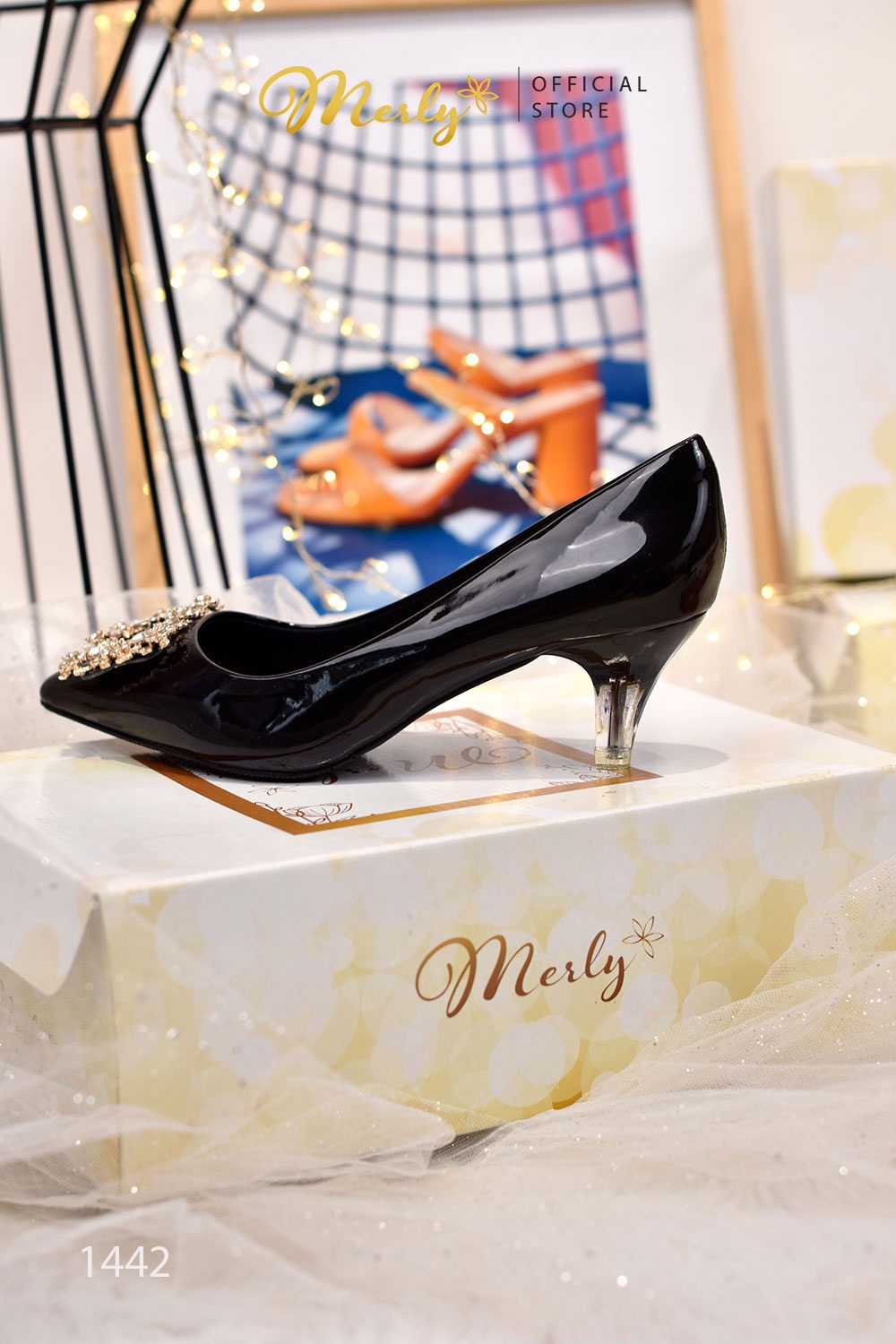 Merly 1442 Square Buckle 5p High Heels | Shopee Malaysia