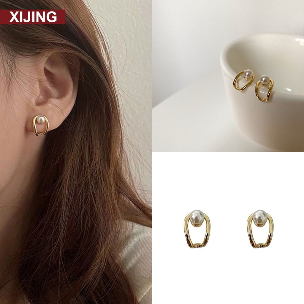 XJ-Korea Simple Small U Type Pearl Earring Fairy Beauty Girl Minimalist ...