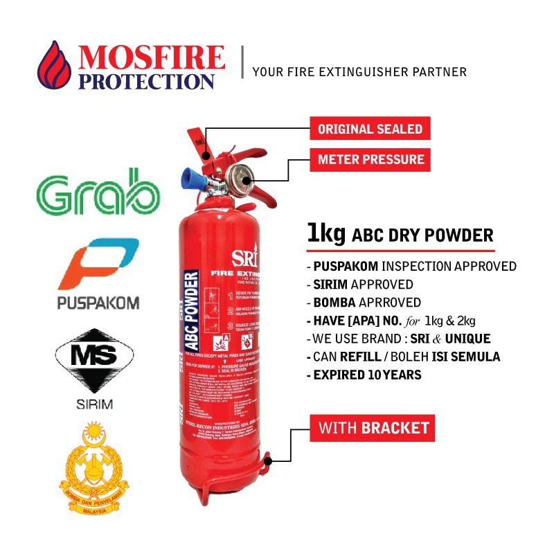 [READY STOCK] FIRE EXTINGUISHER / PEMADAM API - 600g / 1kg / 2kg [Brand - SRI, Unique or ...