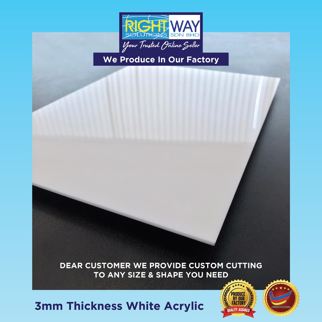 1PCS - 3mm THICKNESS DIY WHITE ACRYLIC SHEET (SIZE - 150mm x 150mm ...