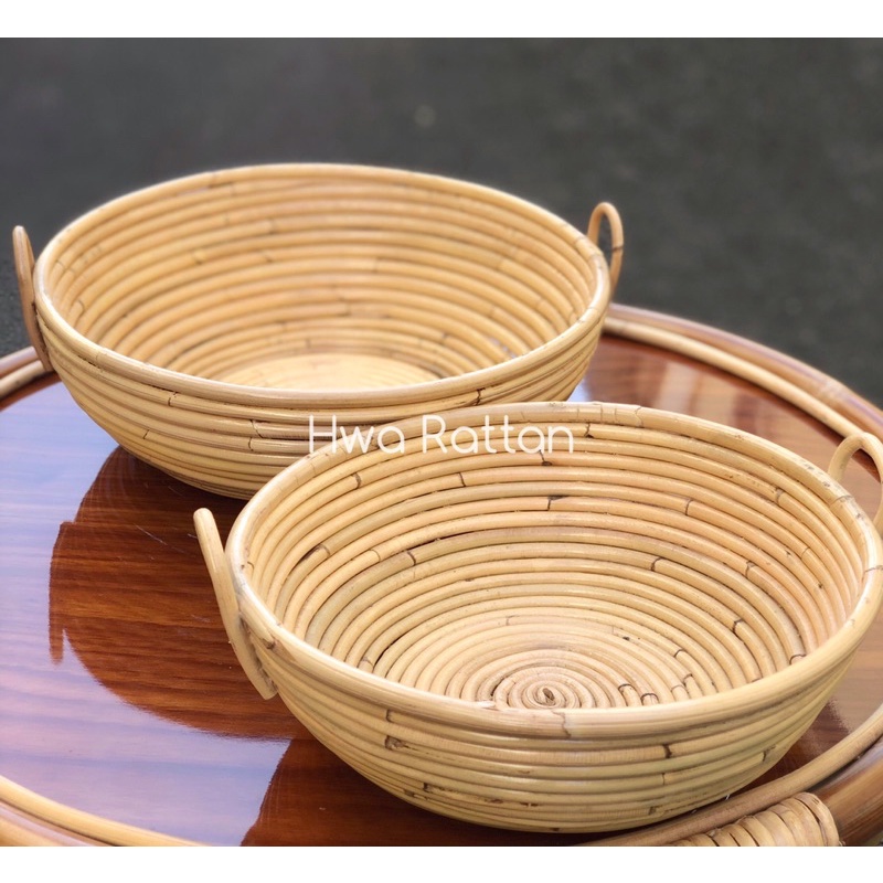 Coiled rattan display basket fruits tray organiser storage / Bakul ...