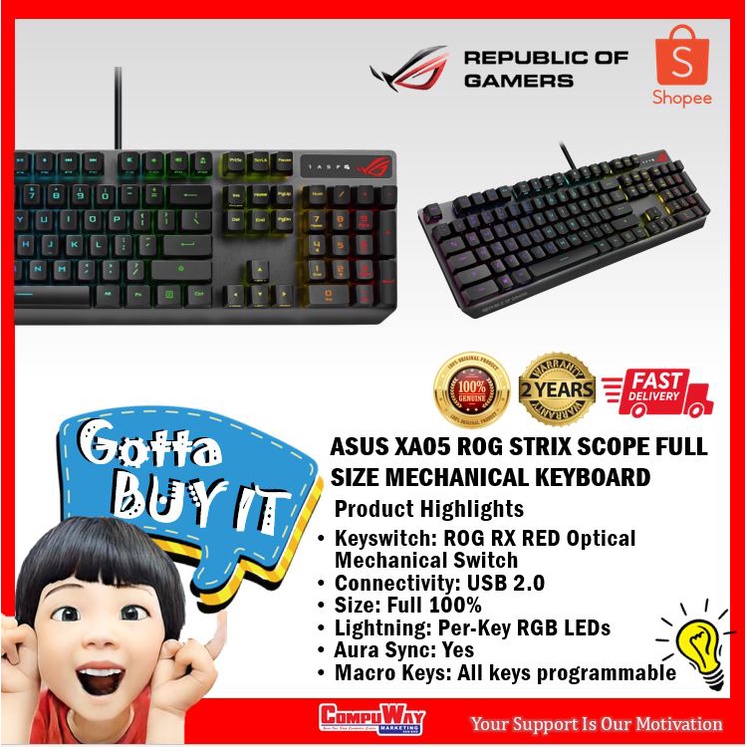 ASUS XA05 ROG STRIX SCOPE FULL SIZE MECHANICAL KEYBOARD | Shopee Malaysia