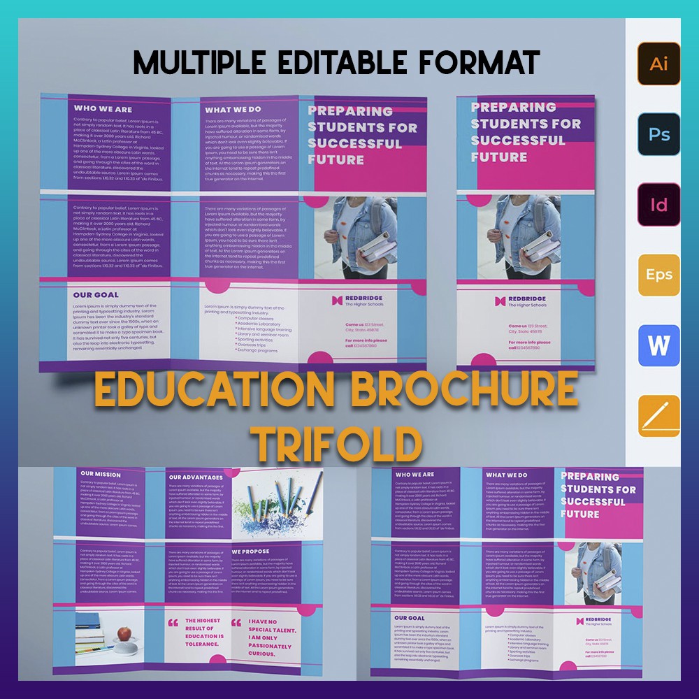 Education Brochure Trifold Multiple Editable Format Template | Shopee ...