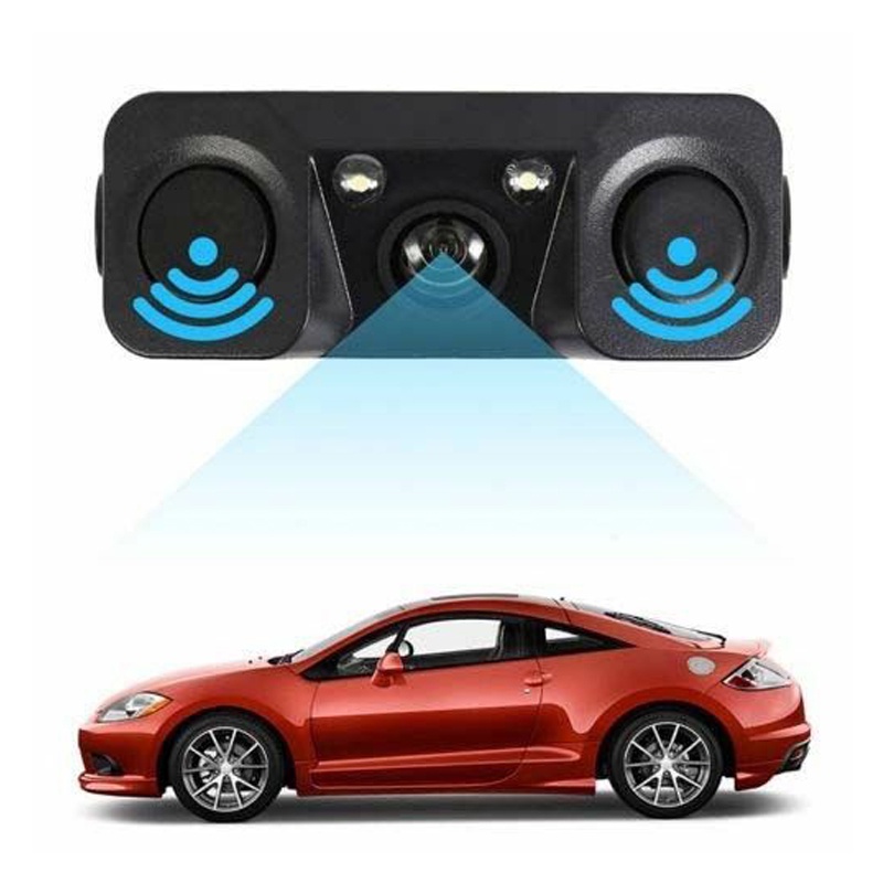 HD Car Rear View Camera 3 in 1 Parking Radar Detector Sensor LED Night ...