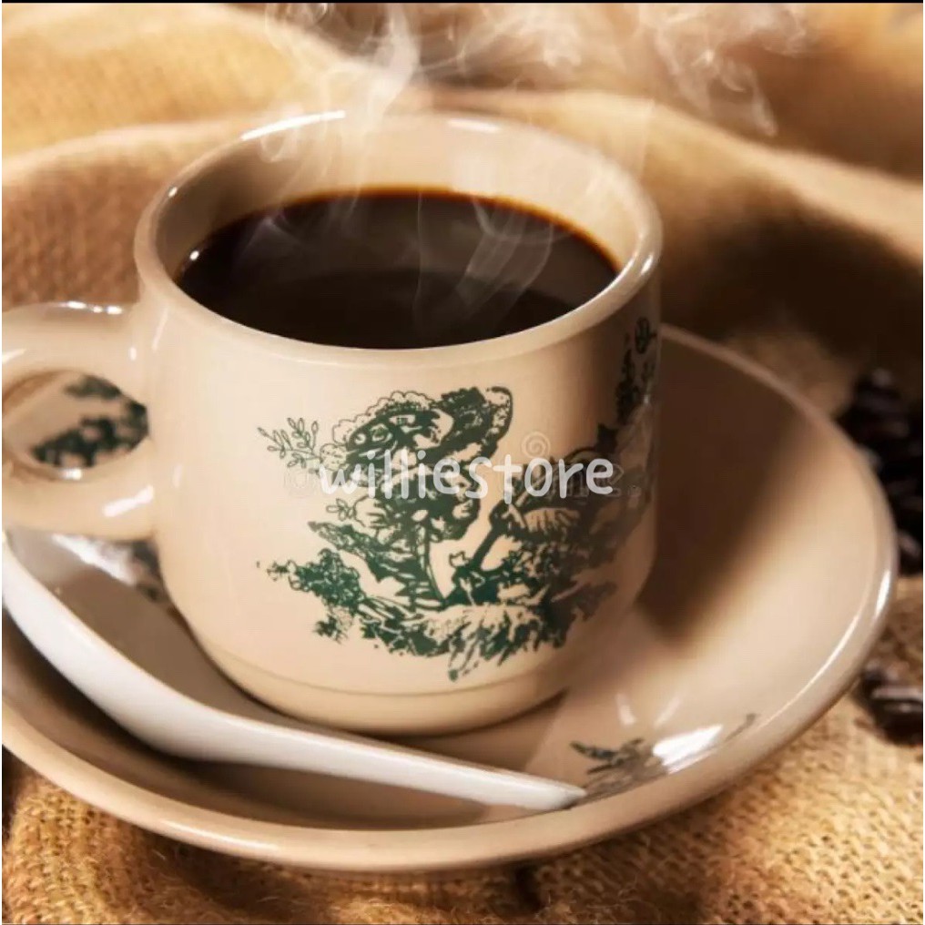 Porcelain Vintage Kopitiam Cup/Traditional Retro Chinese Floral Green ...