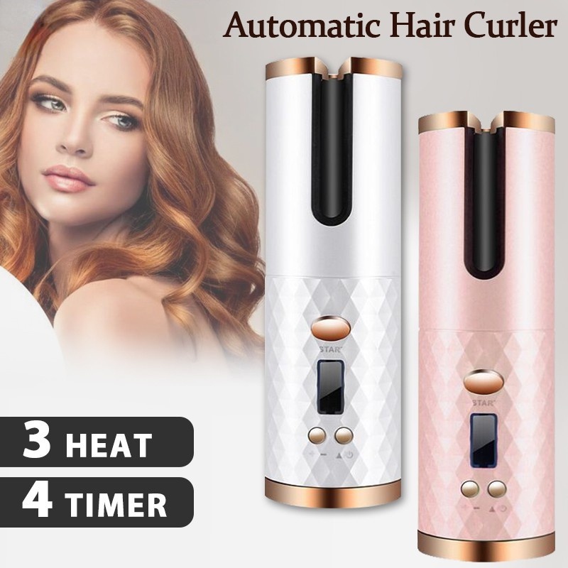 READY STOCK Cordless Wireless Automatic Hair Curler USB Rechargeable ...