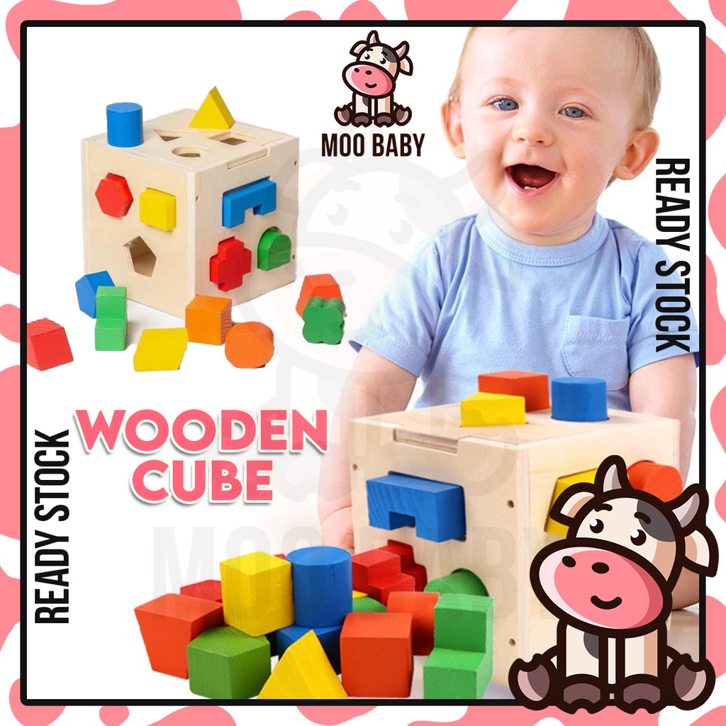 Moo Baby Toy Wooden Toys Cube Shape Toys Montessori Educational Toys ...