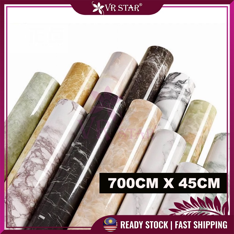 VRstar Marble Wallpaper Sticker Vinyl Self Adhesive Bedroom Wall ...