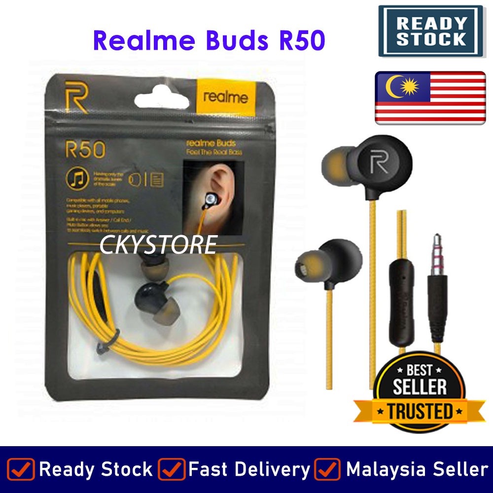 Realme Buds R50 Earphone Bass In Ear Earphone | Shopee Malaysia