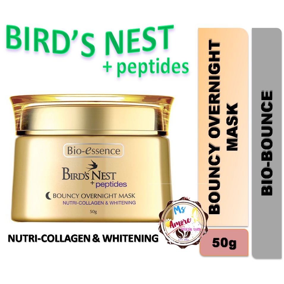 BIO ESSENCE Bird's Nest + peptides Bouncy Overnight Mask Nutri Collagen ...