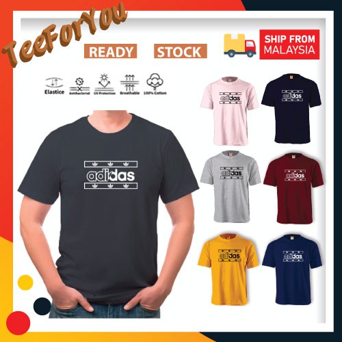 [Ready Stock] Adidass T-Shirt Round Neck Unisex Female&Male 100% Cotton ...