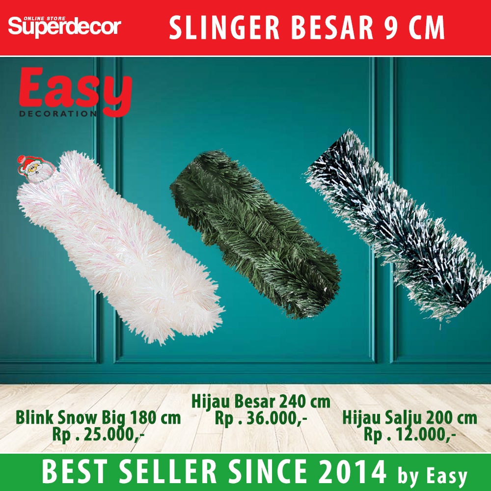 PUTIH HIJAU Slinger TINSEL GARLAND Green Snow White Thick Solid ...