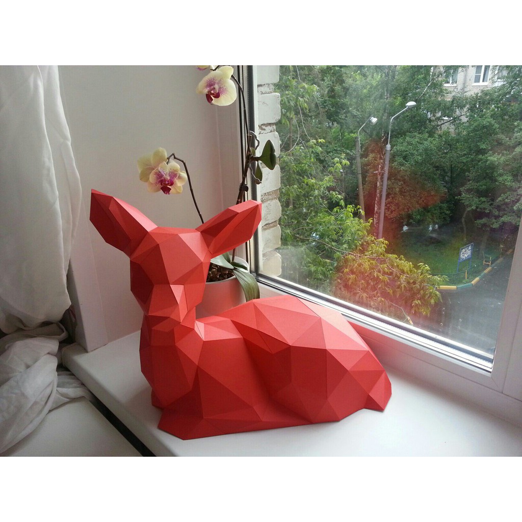 DIY 3D Papercraft A4 Paper Model Decor Kit: Sitting Fawn | Shopee Malaysia