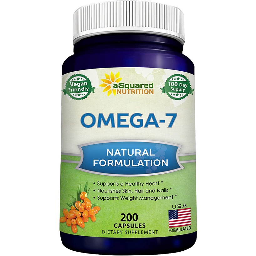 aSquared Nutrition Purified Omega 7 Fatty Acids-200 Capsules Natural ...