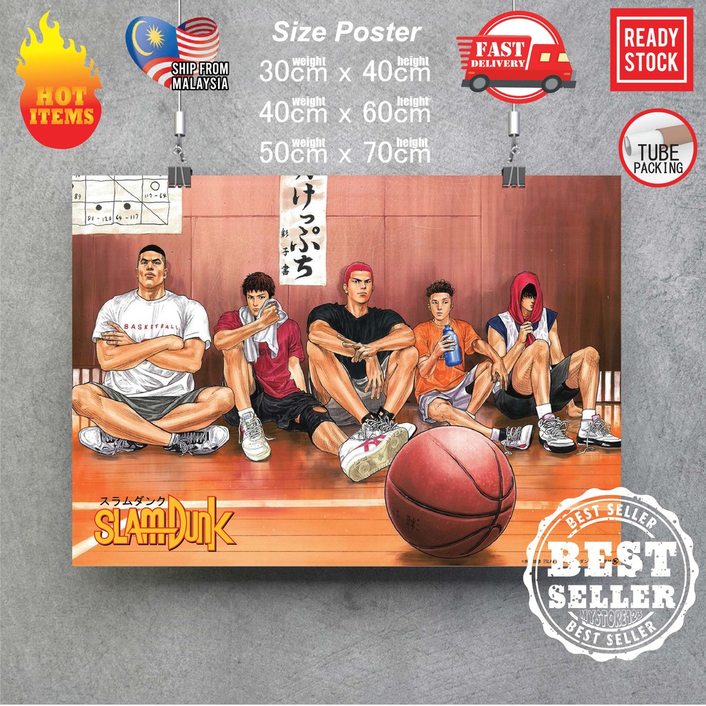 （READY STOCK）Slam Dunk Poster Japanese Anime Wall Hanging Poster Paper ...