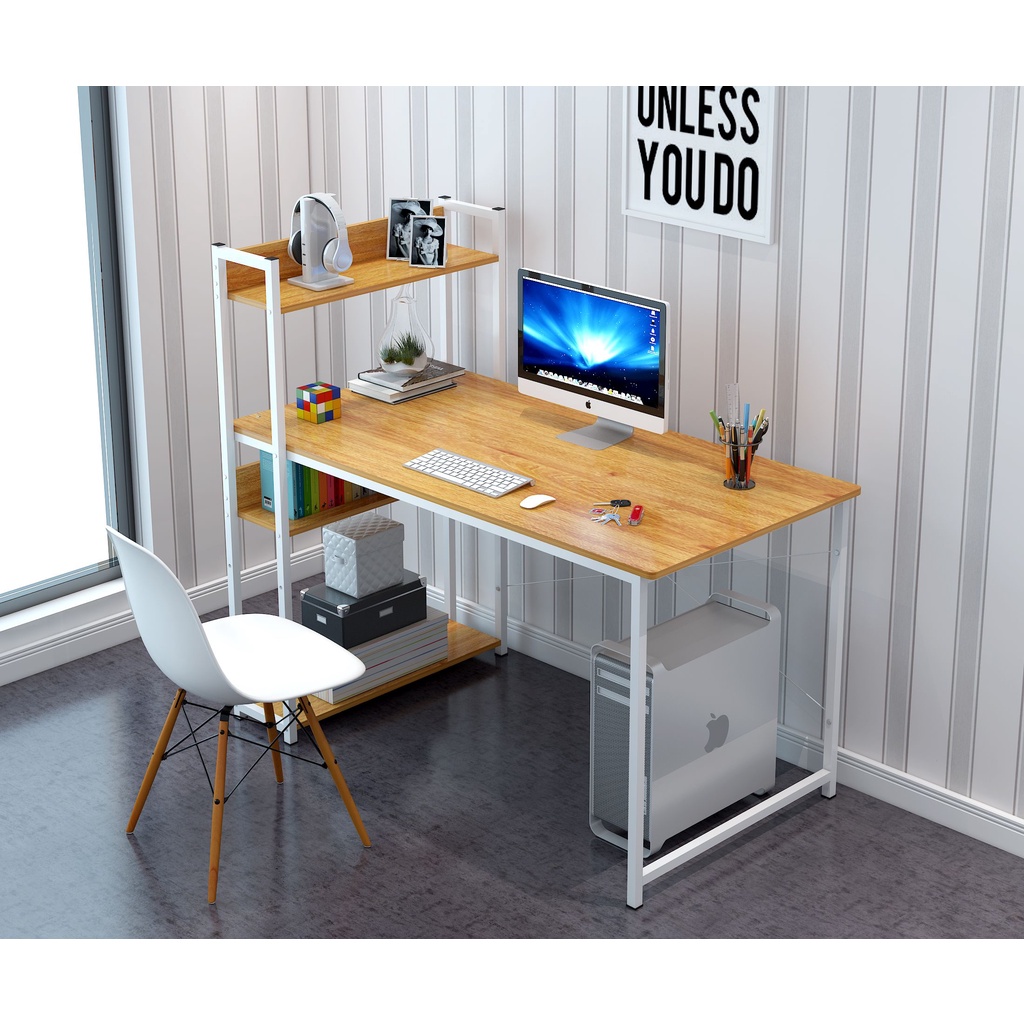 H120A 4 Feets Study Table Writing Desk Office Table With Book Shelf 4 ...
