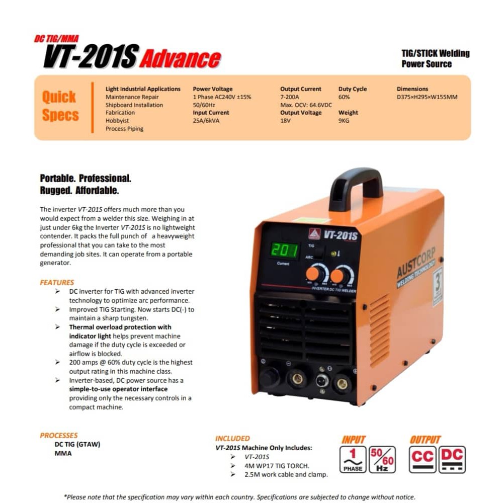 AUSTCORP INVERTER TIG VT-201S RM1500 | Shopee Malaysia