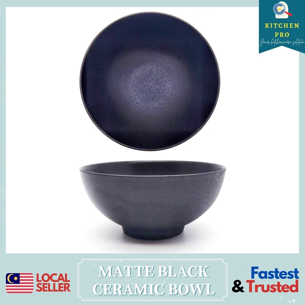 𝐊𝐈𝐓𝐂𝐇𝐄𝐍 𝐏𝐑𝐎 | Black Matte Ceramic Soup Bowl / Rice Bowl / Noodle Bowl ...