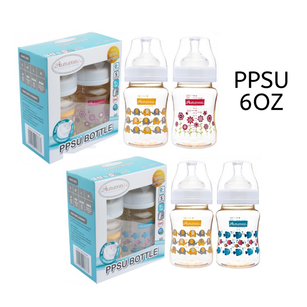 (PROMO)Autumnz - ( 6oz) PPSU Wide Neck Anti Colic Feeding Bottle 180ml (Twin Pack) | Shopee Malaysia