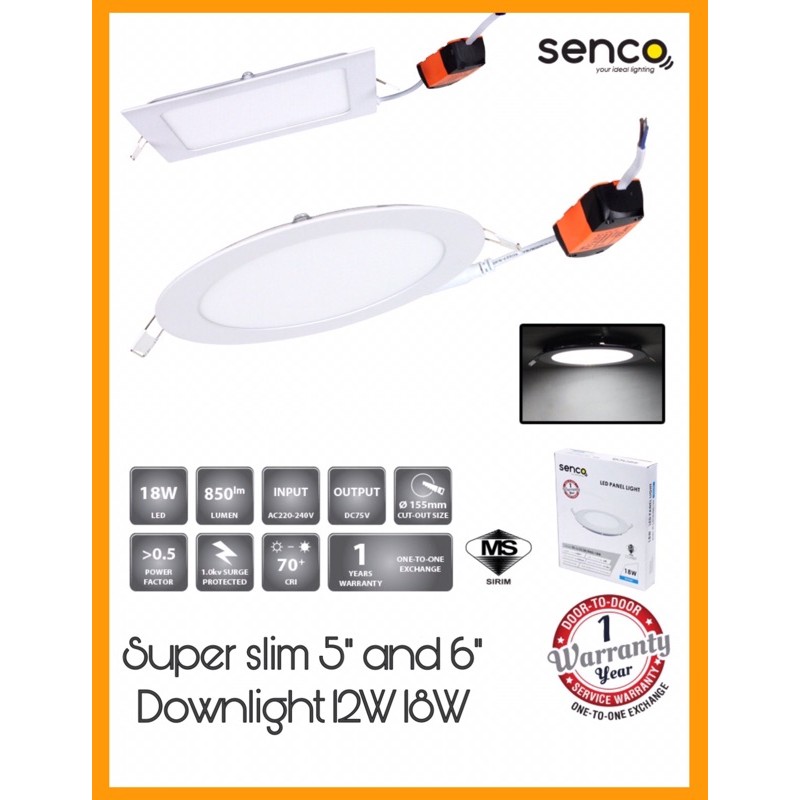 Super Slim LED Panel Downlight 12W/5” 18W/6” | Shopee Malaysia