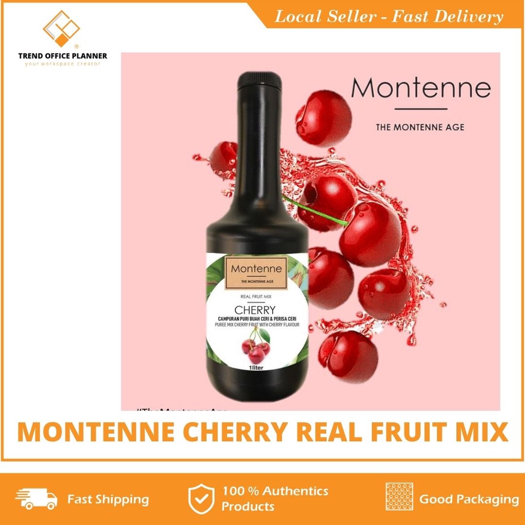 MONTENNE Cherry Real Fruit Mix (1Litre/bottle) Milkshake Ice Blended ...