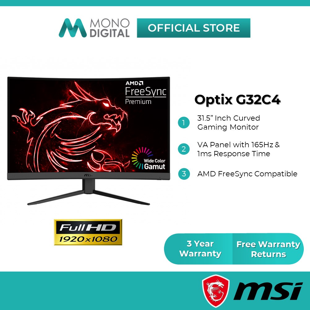 MSI Optix G32C4/AG32CV Curved Gaming Monitor with FULL HD (31.5 ...