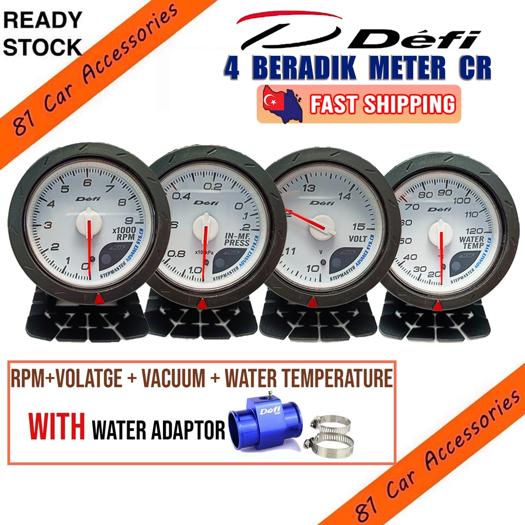 (81) Defi Meter CR White 3 Beradik Water Temperature + Vacuum + Voltage ...