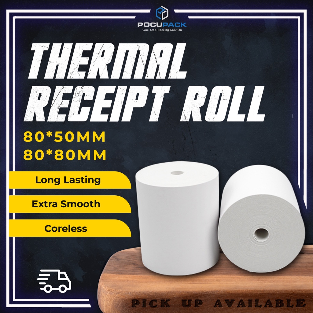 【Coreless】80mm x 50mm, 80mm x 80mm Thermal Receipt Paper Roll, Resit ...