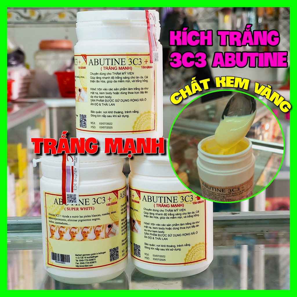 (4 Get 1 free) Abutine 3C3 whitening cream for body treatment YELLOW ...