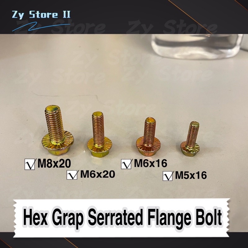 1pcs Hex Crap Serrated Flange Bolt Screw Gold | Shopee Malaysia