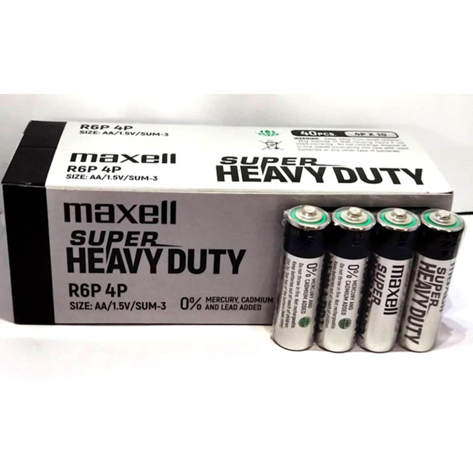 Maxell Super Heavy Duty AA AAA 1.5V Battery 4pcs/40pcs Shrink Pack [R6P ...