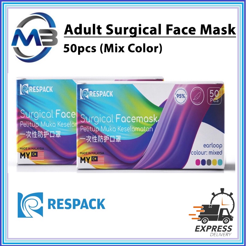 RESPACK 3ply Surgical Face Mask/ Mix Color/Pink Color Adult Face Mask ...