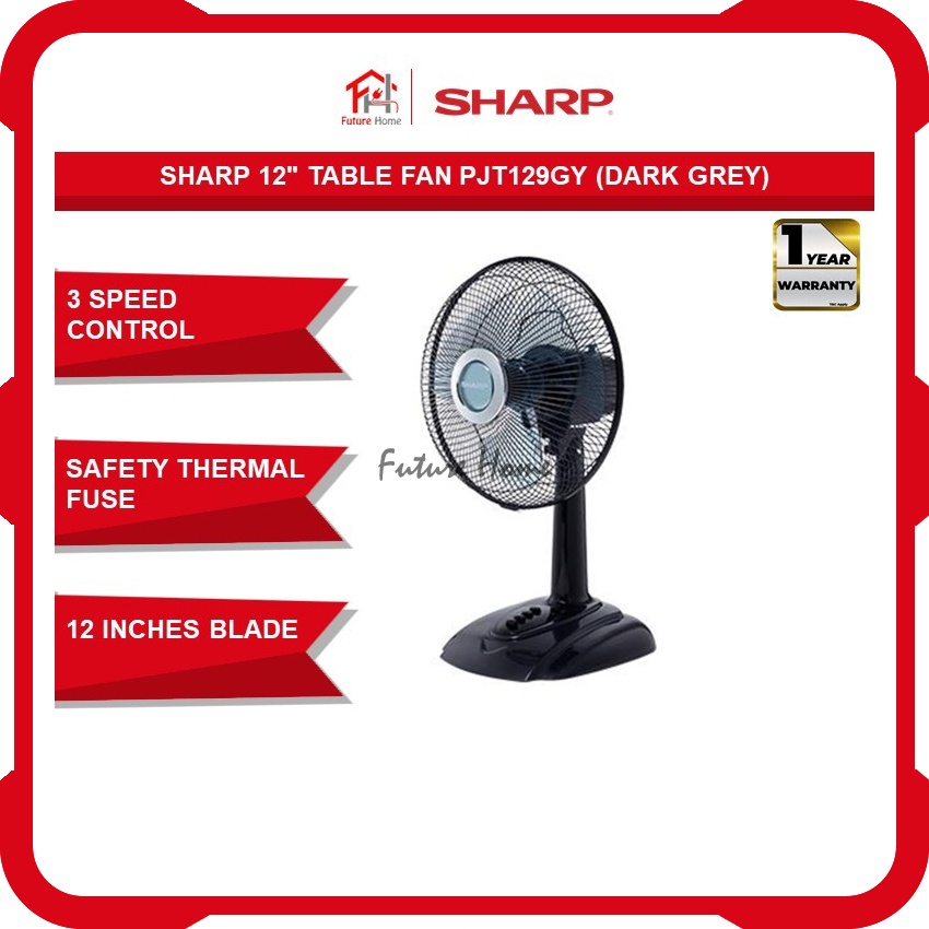 Sharp 12" Table Fan PJT129GY (Dark Grey) | Shopee Malaysia