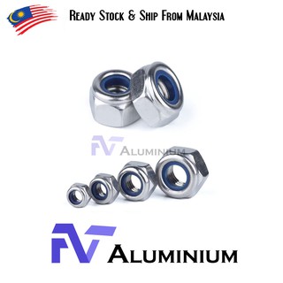 Nylon Lock Nut 304 Stainless Steel Hex Hexagon Locknut M3 M4 M5 M6 M8 ...