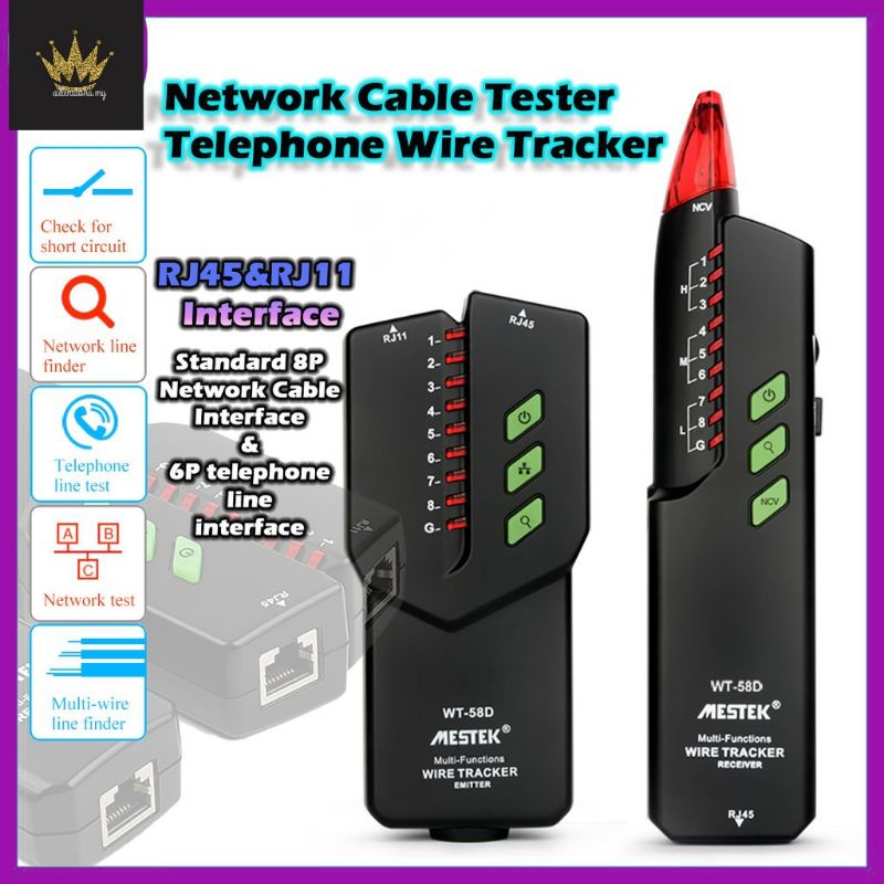 Network Cable Tester RJ45 Telephone Wire Tracker RJ11 NCV Diagnose Tone ...