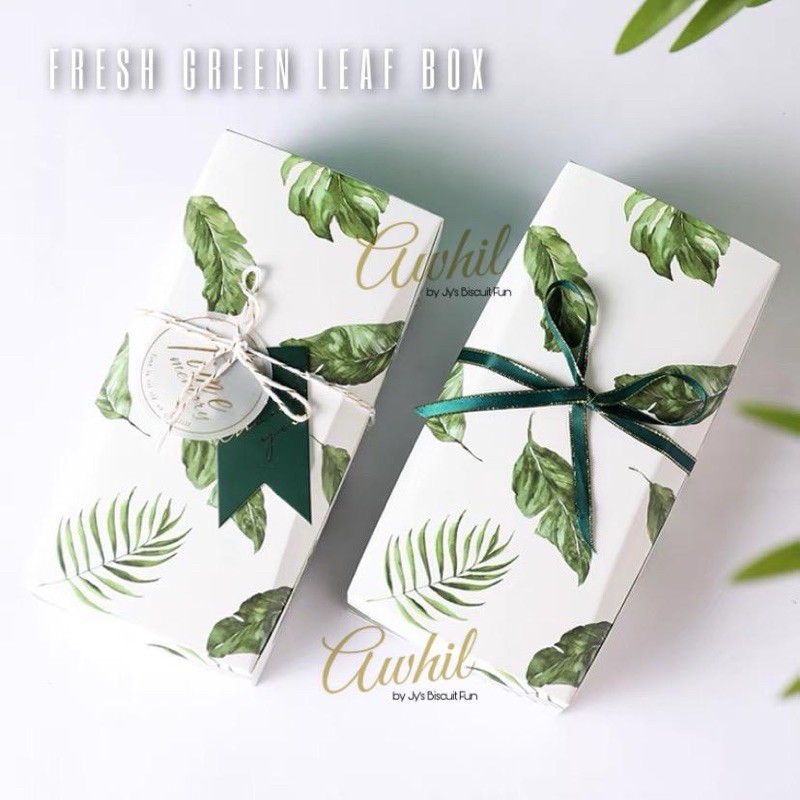🔥Ready Stock🔥Fresh Green Leaf Gift Box/Mooncake Dessert Box/Cookies Box/Biscuit Box/Handmade ...